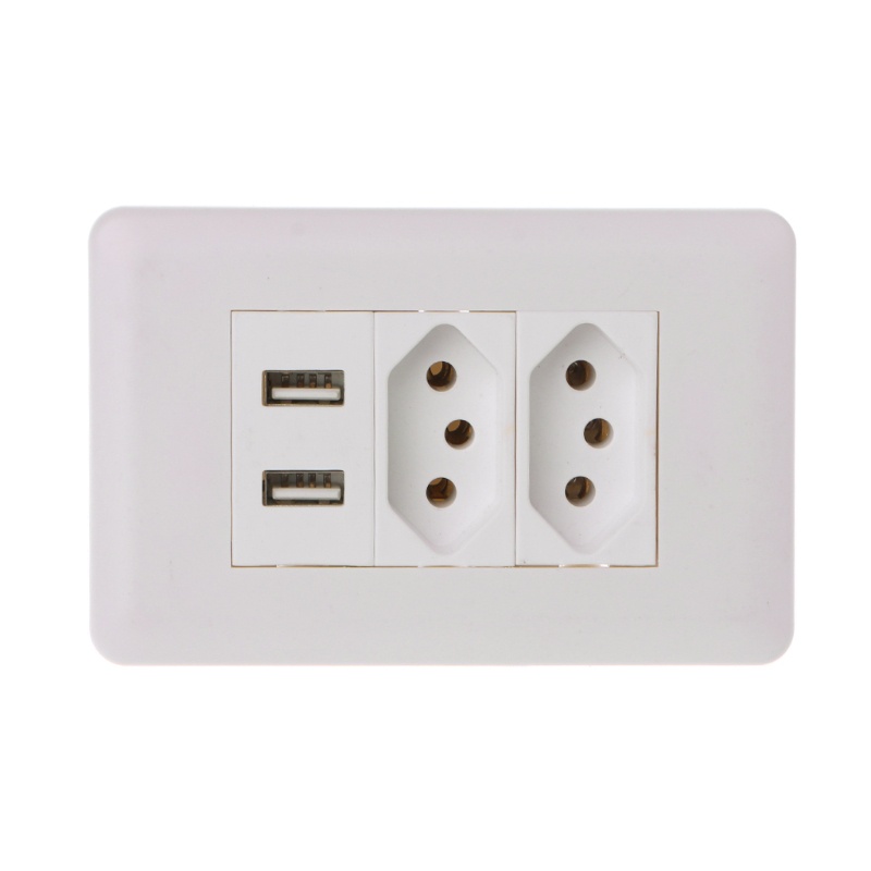 HL 15A Wall Double Standard Power Socket Adapter Dual Ports USB Charger ...