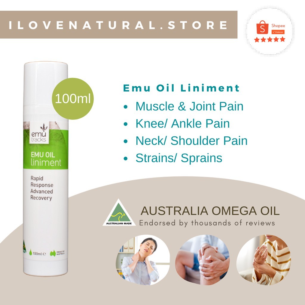 Emu Tracks Emu Oil Liniment 100ml 100% Natural Pain Relief for Neck ...