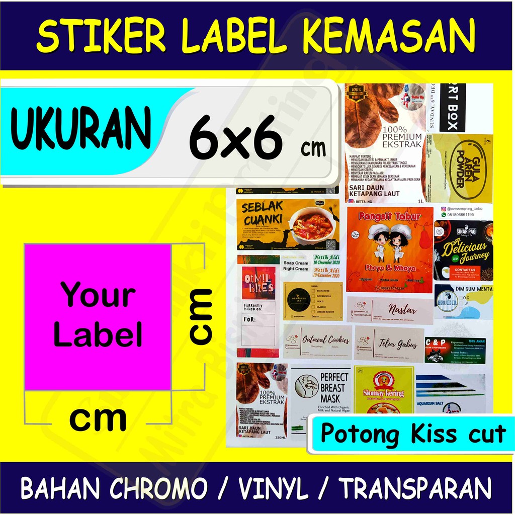 Print Sticker Labels, 6x6 cm, Chromo / Vinyl / Transparent, Print ...
