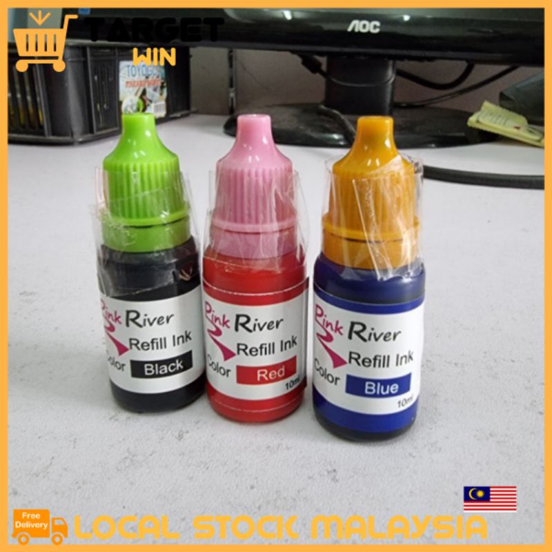 Refill Ink untuk Sekolah Kilang Office Stamp Chop Black Blue Red Color ...