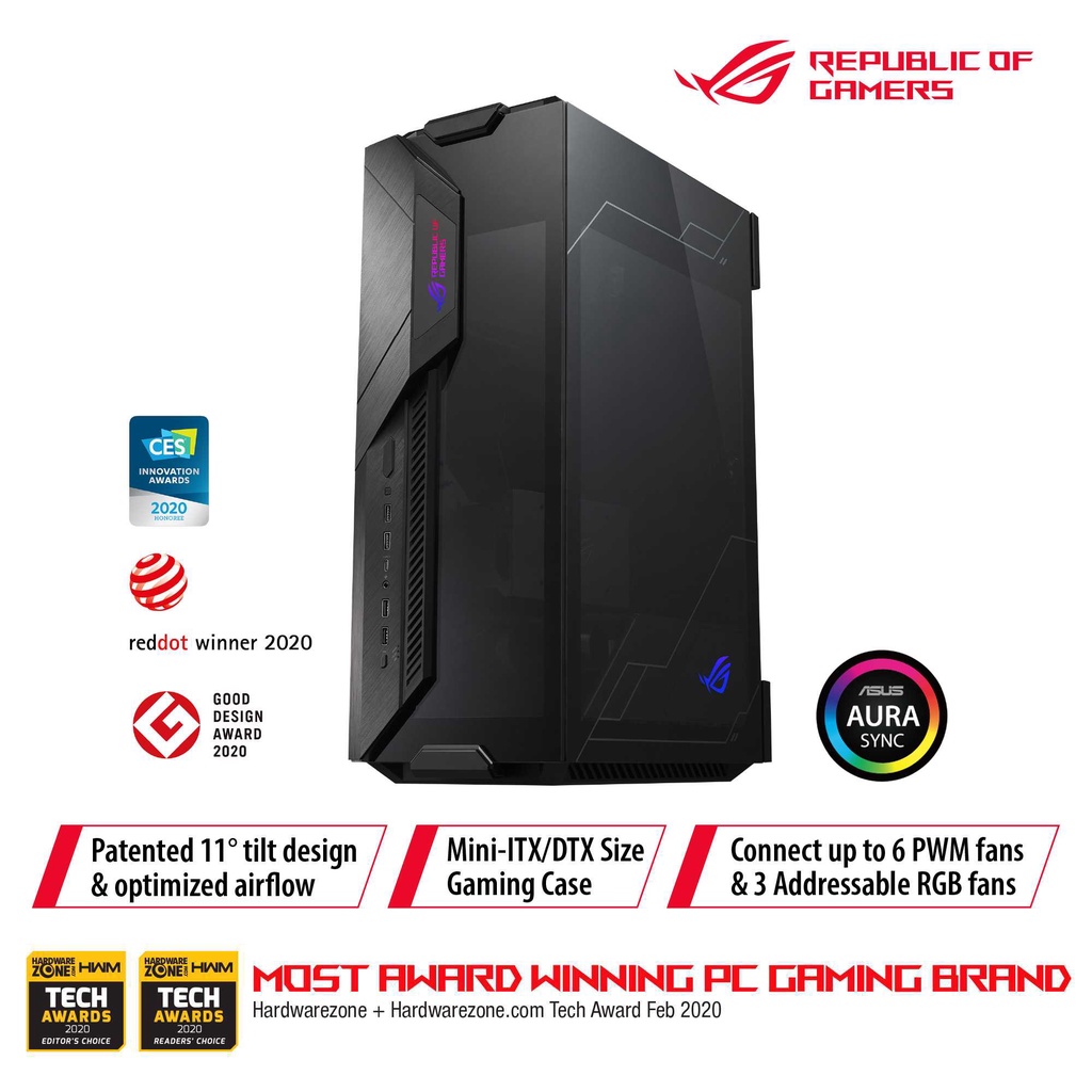 ROG Z11 Mini-ITX/-DTX gaming case features 4 mm tempered glass panels ...