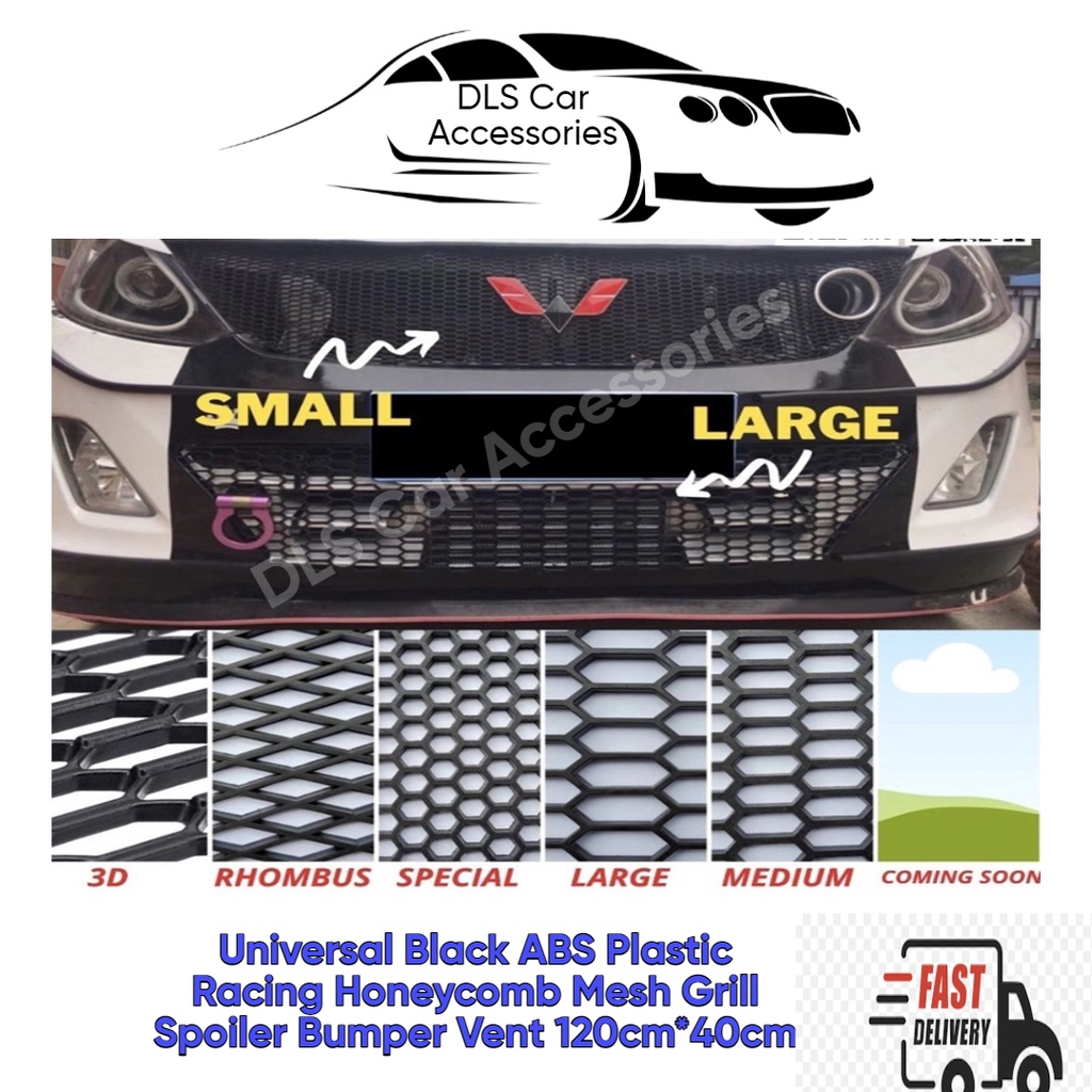 Universal Black ABS Plastic Racing Honeycomb Mesh Grill Spoiler Bumper ...