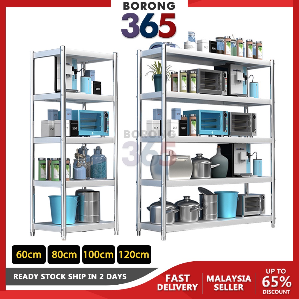 Borong365 5 Tier Multipurpose Premium Stainless Steel Kitchen Storage ...
