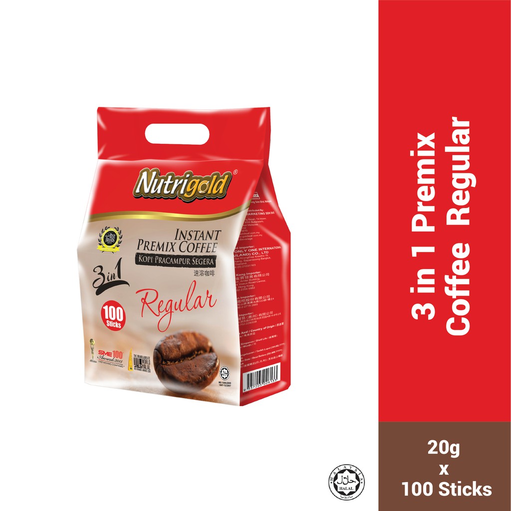 Nutrigold Premix Instant Coffee Mix 3 In 1 - Regular (20g x 85 Sticks ...