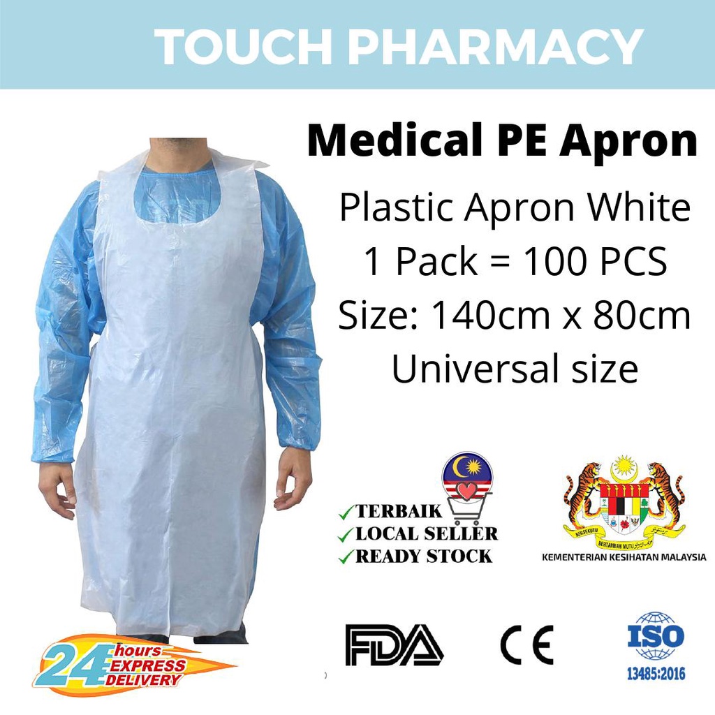 Frontliner Ppe Disposable Plastic Aprons White Shopee Malaysia