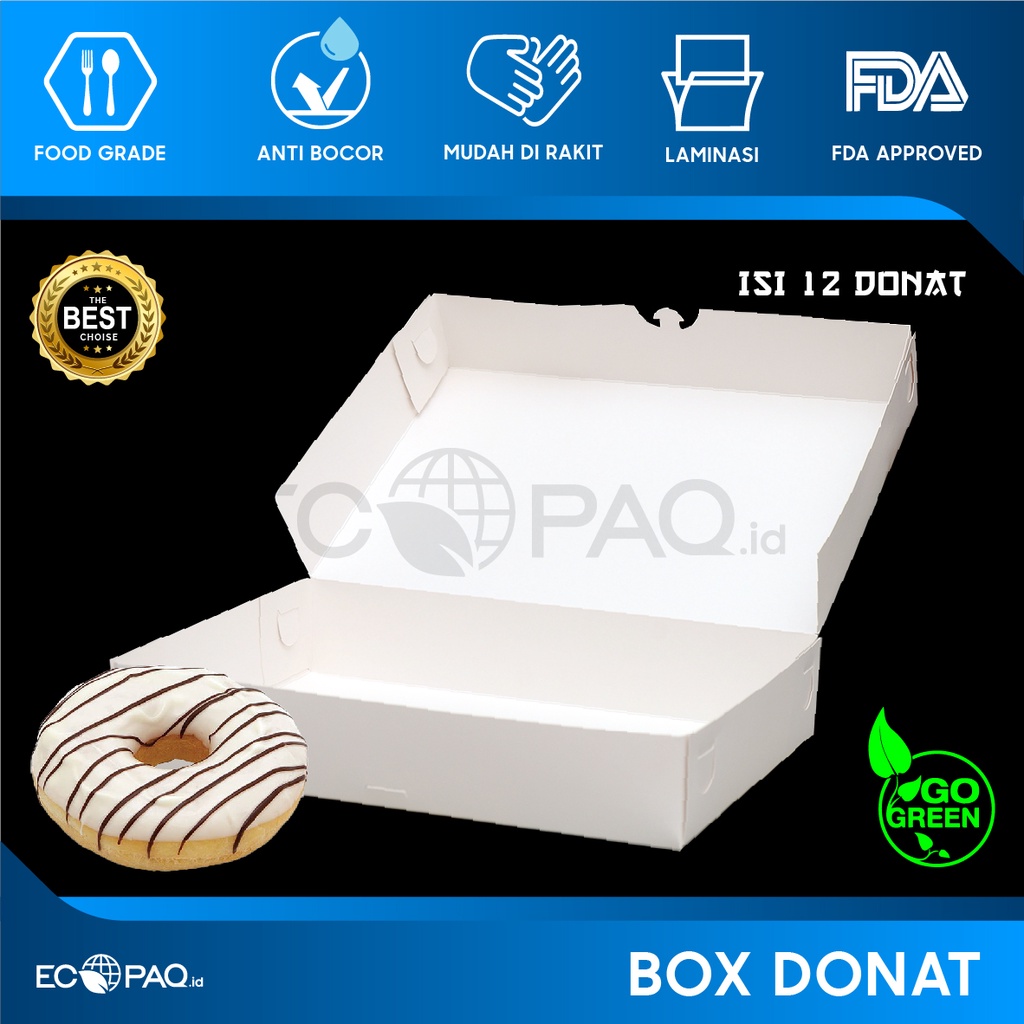 PUTIH Donut Box - Donut Box - Donut Box - WHITE - Contains 12 (10 pcs ...