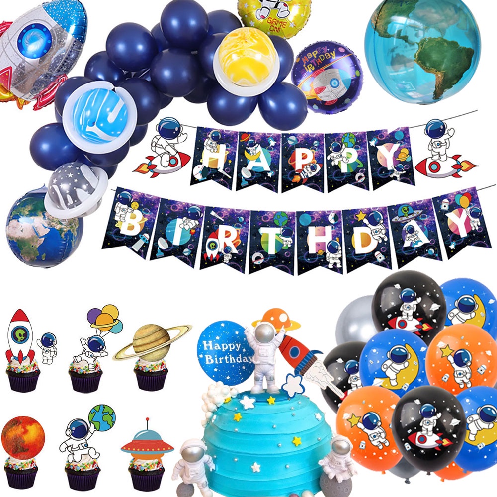 Rocket Astronaut Foil Balloon Outer Space Spaceship ET Cake Decoration ...