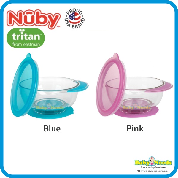 Nuby Tritan Sure Grip Stay Put Suction Bowl with Lid 260ml | Shopee Malaysia