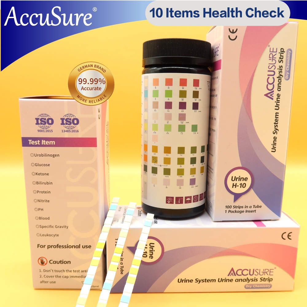 ACCUSURE 100Pcs Urine Test Strip 10Item Health check Self-Test | Shopee ...
