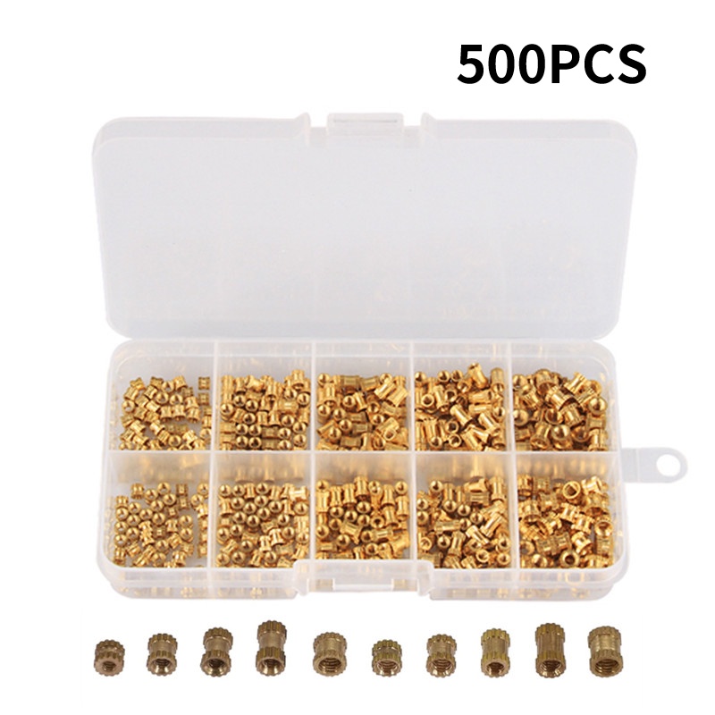 500pcs M2 M2.5 M3 Brass Insert Nuts Set Female Thread Brass Molding ...