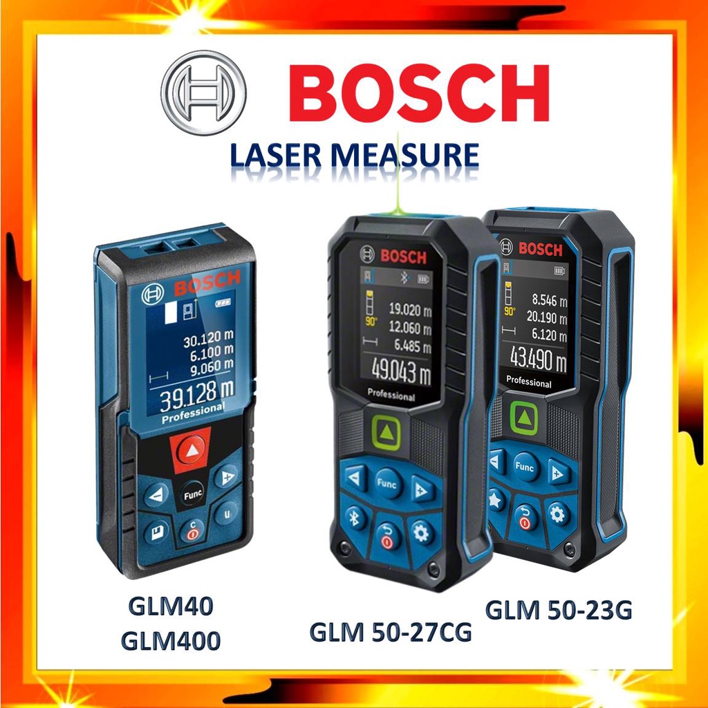 BOSCH Laser RangeFinder Laser Measure GLM 40 (40meter) / GLM 50-27 CG (50Meter) Distance ...