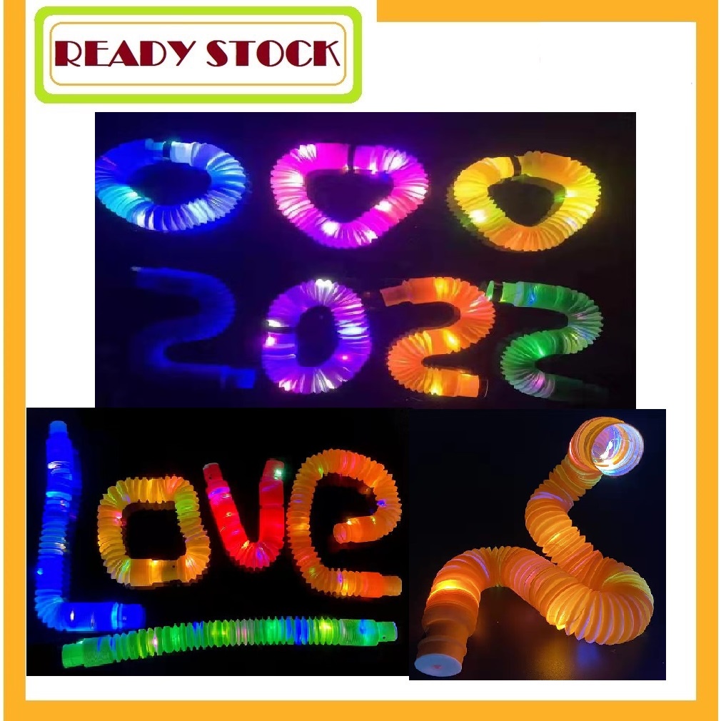 Colorful Pop Folding Tube Luminous Stress Reliever Toys With Light 1 pc ...