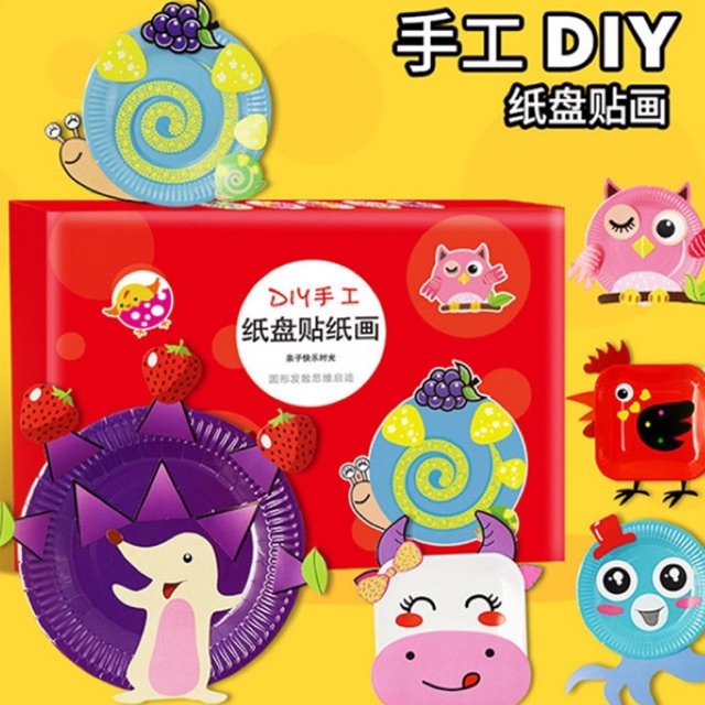 1 BOX 10/sets DIY paper plate in gift box colorful Play arts & crafts ...