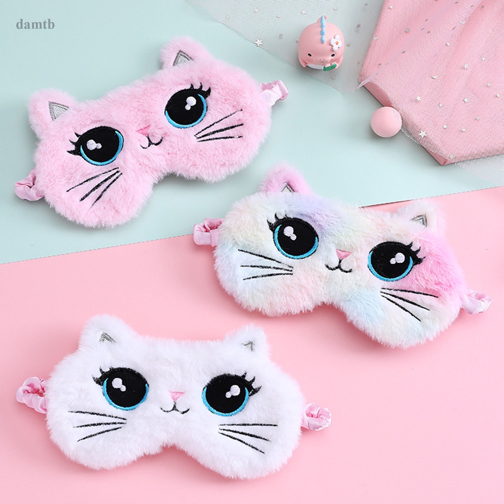 3D Cute Sleeping Mask Plush Children Eye Cover Bands Relax Soft Silk ...