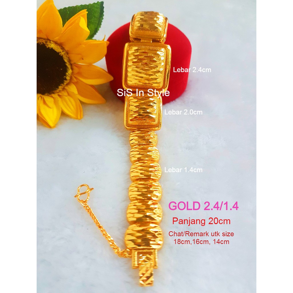 Cop ⑨①⑥ Emas Korea 24K BISKUT TAWAR Rantai Tangan Pulut Dakap Cakur ...