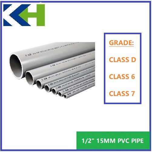PVC PIPE (GREY) 1/2" (15mm) - 5.8M; CLASS D and CLASS 6 and CLASS 7 ...