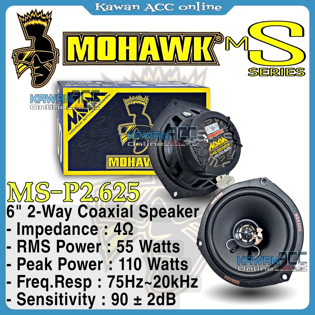 MOHAWK Perodua Axia/Bezza Front & Rear Speaker Plug & Play 6'' inch (2way 625/ 6'' Bass Mid ...