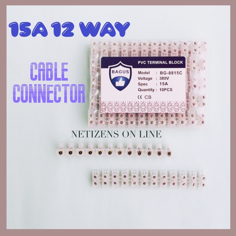 Cable Connector 15A 12 Way Electrical PVC Connector Terminal Block ...