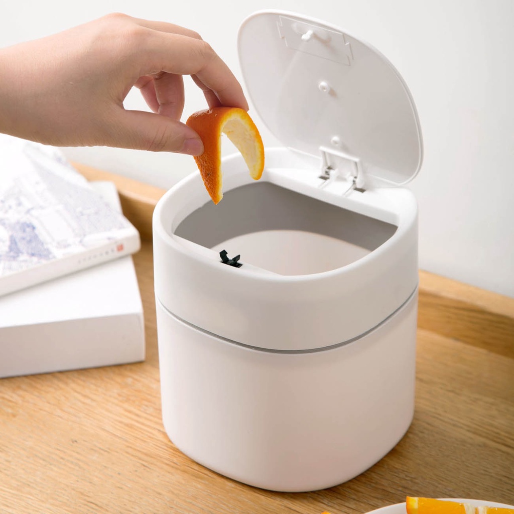 Household Mini Flip Table Garbage Bin Desktop Wastebasket Dustbin with ...
