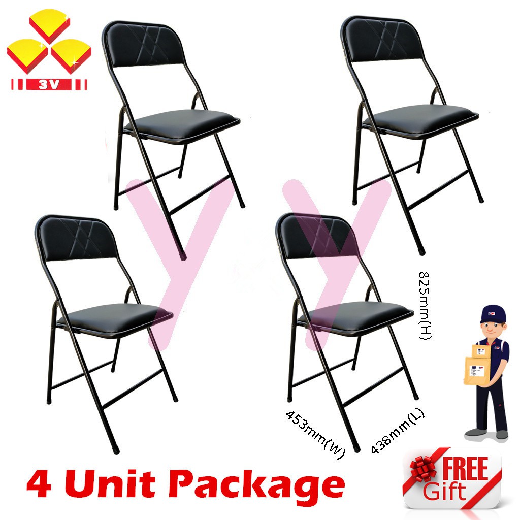 🇲🇾 🔥4 Unit Package🔥 3V AA706 Foldable Folding Steel Chushion Office ...