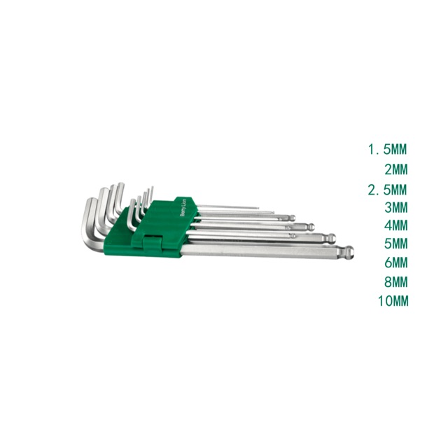9PCS BALL POINT HEX ALLEN KEY ; A-KEY SET ( EXTRA LONG )( BALL POINT ...