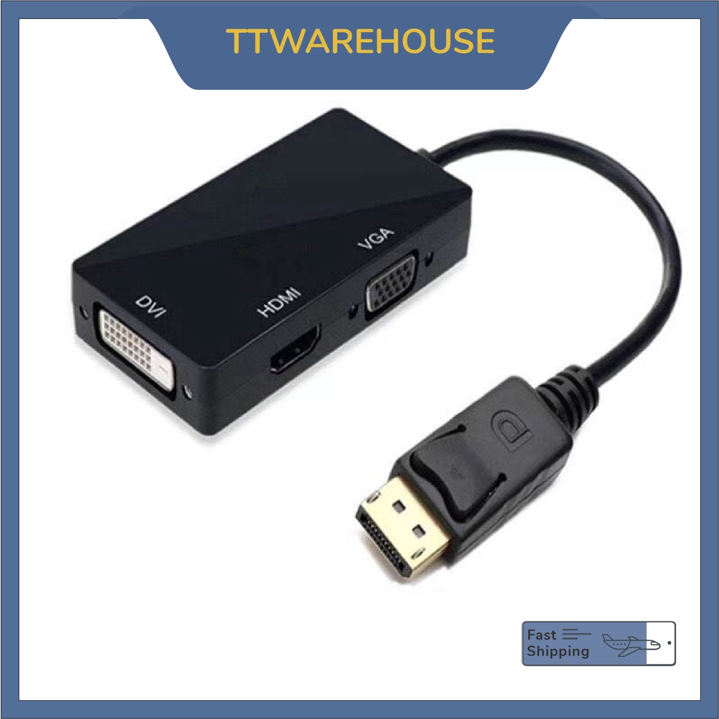 3IN1 Display Port to HDMI VGA DVI DP to HDMI VGA 30hz 1080p Adapter for ...