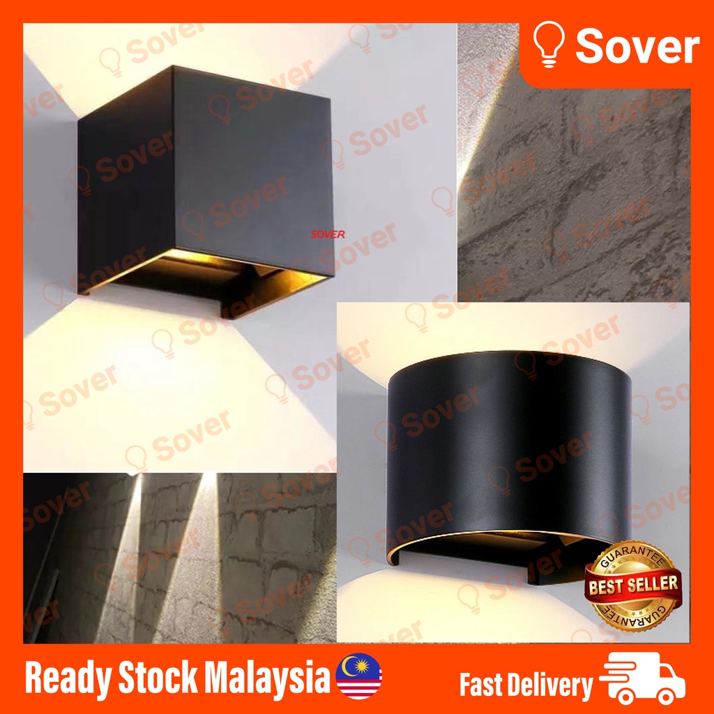 NON RUST Black 2X5W COB LED UP DOWN WALL LAMP ROUND / SQUARE IP65 ...