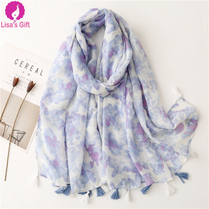 Girl's power flowy cotton shawl plain tie dyed printed wide shawl women ...