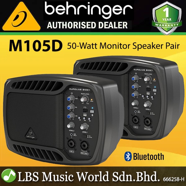 Behringer B105D 50 Watt Ultra Compact Monitor Speaker with MP3 Player ...