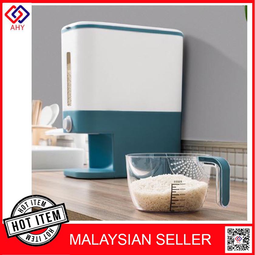 Bekas Beras Viral Rice Dispenser with Rinsing Cup Smart Rice Dispenser ...