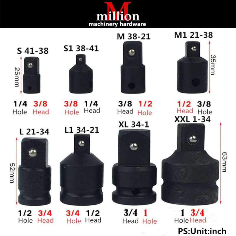 millionhardware - 1" , 3/4" , 1/2" , 3/8" Impact Drive Socket Reducer ...