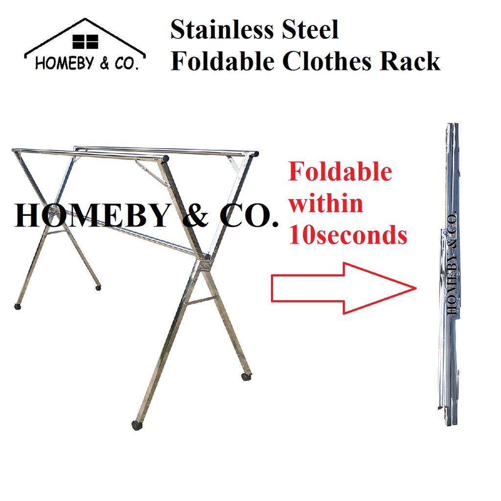 Foldable Extendable Stainless Steel Cloth Hanger Cloth Drying Rack Rak ...