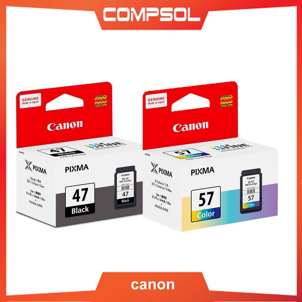 Canon PG-47 (15ML) + Canon CL57 (13ML) Ink Cartridge Colour Support ...