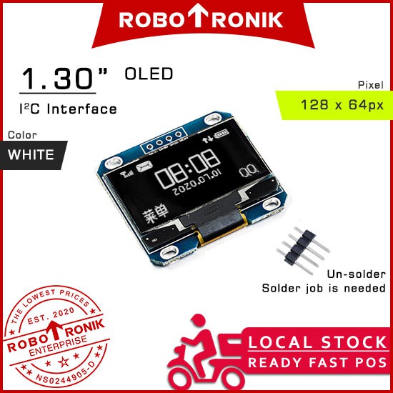 OLED Display (SH1106) 0.91" / 0.96" / 1.3" Paparan 显示屏 * White Yellow Blue Screen for Arduino ...