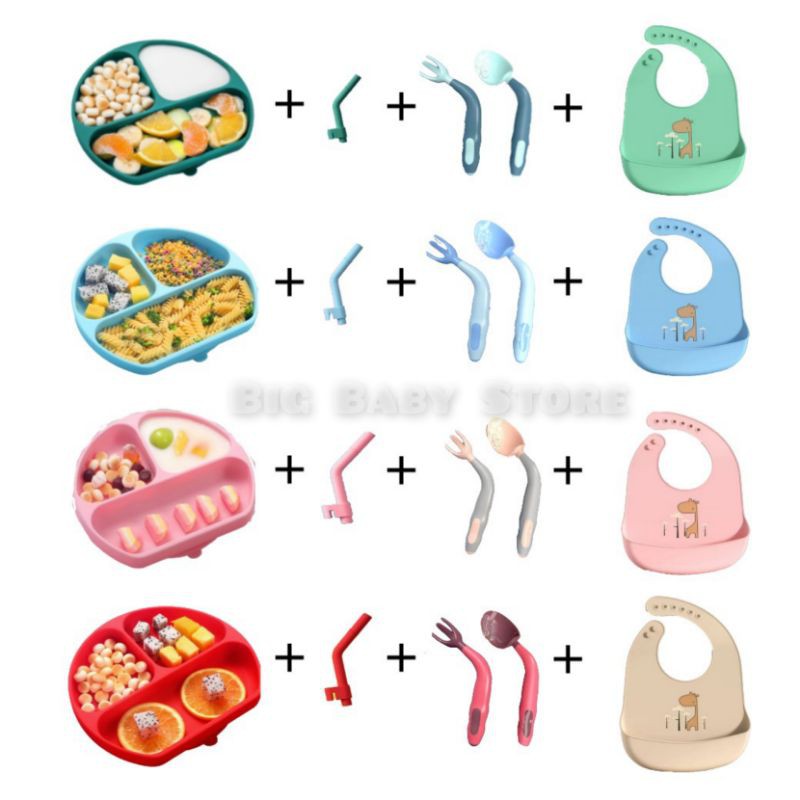 📢 Lelong‼️Baby Silicone Suction Plate with Straw💕Ready Stock💕 Children ...