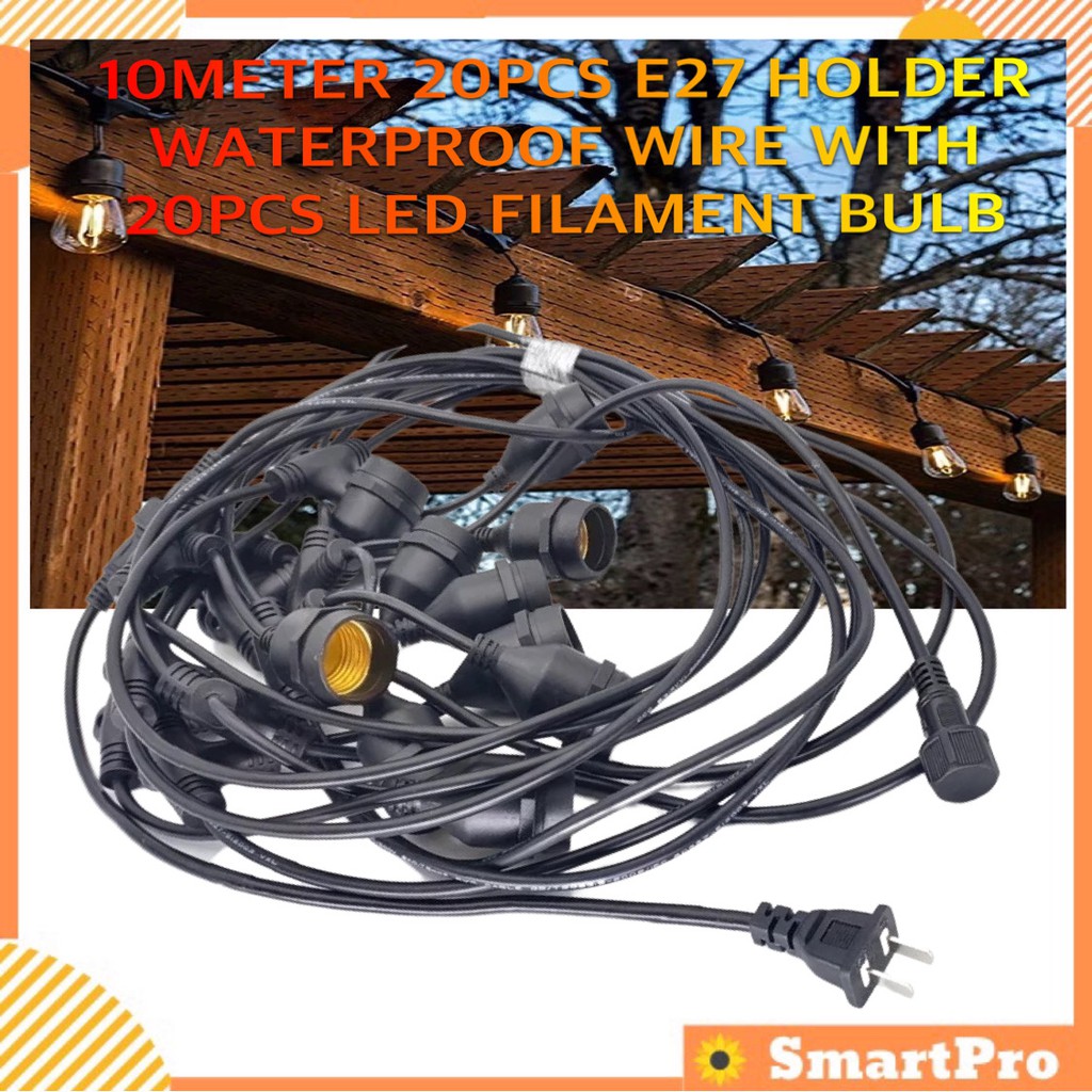 IP65 10MTR E27 Lamp Holder Waterproof Outdoor Led Light Garden ...