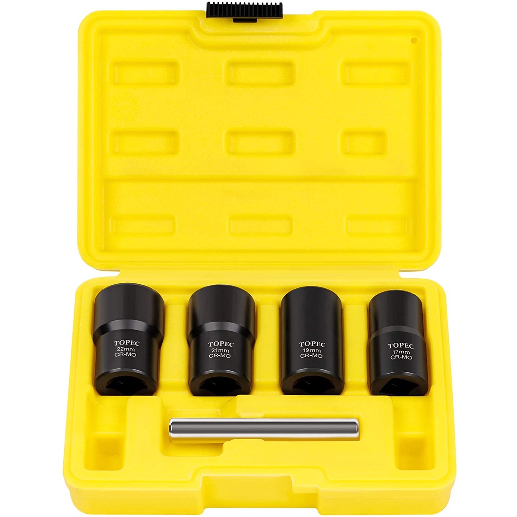 Topec 5PCS Lug Nut Remover and Extractor Set, Wheel Lock Removal Kit ...