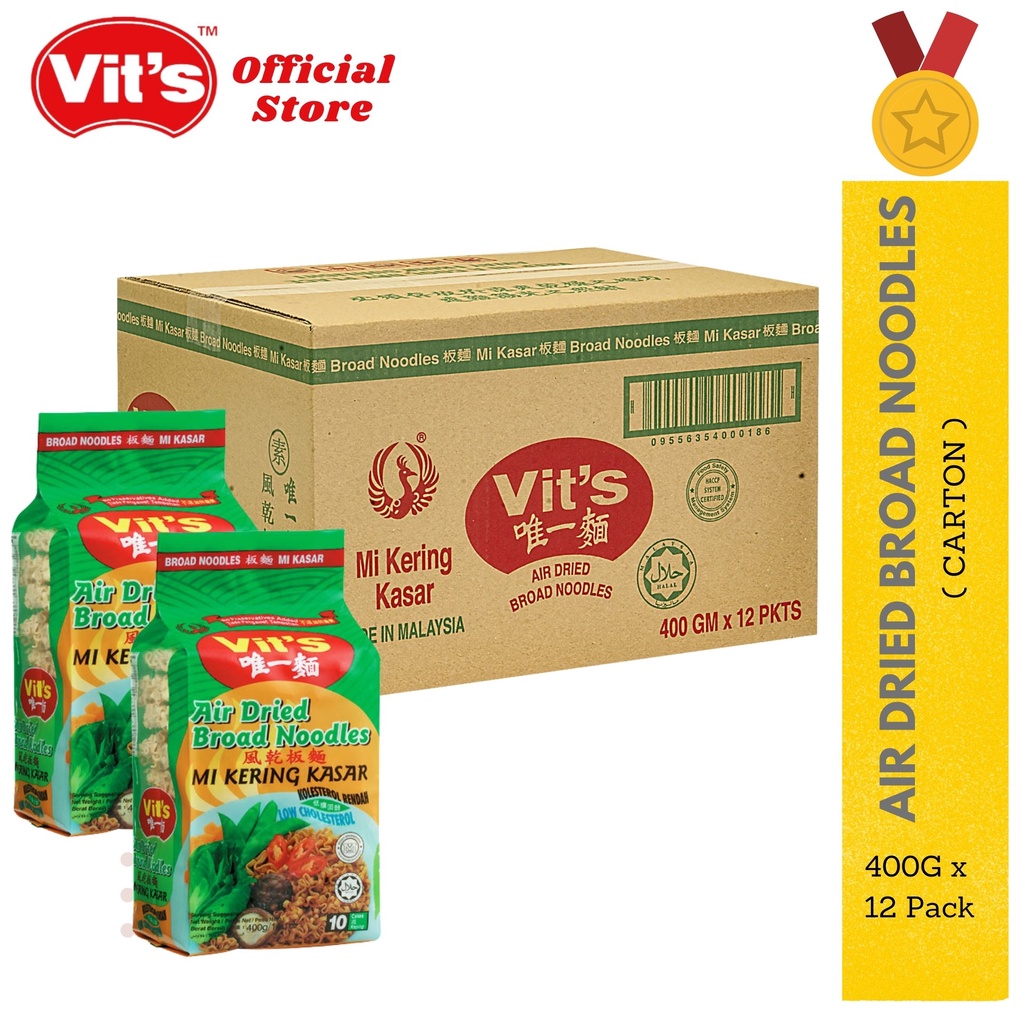 (Carton) Vit's Air Dried Noodles - Broad of (400g x12 Packs)/Dried pan ...