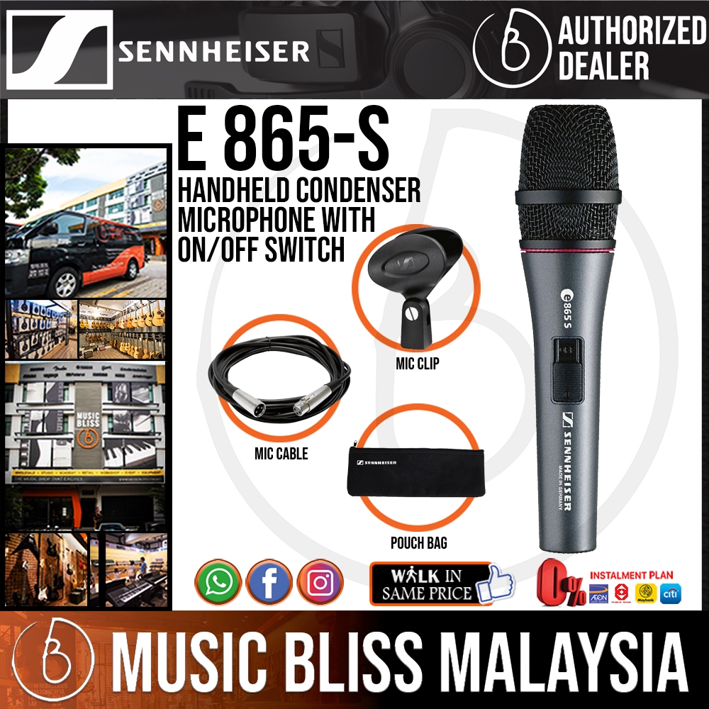 Sennheiser e 865-S Handheld Condenser Microphone with On/Off Switch and FREE Mic Cable (e865S ...
