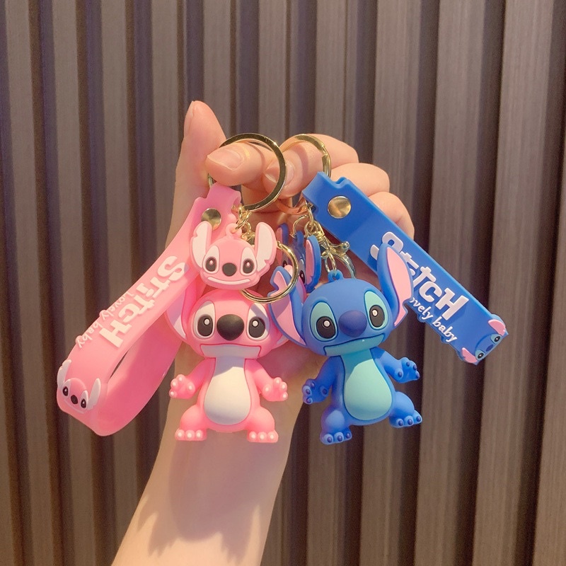 Stitch keychain high quality key ring with lanyard cute blue stitch ...