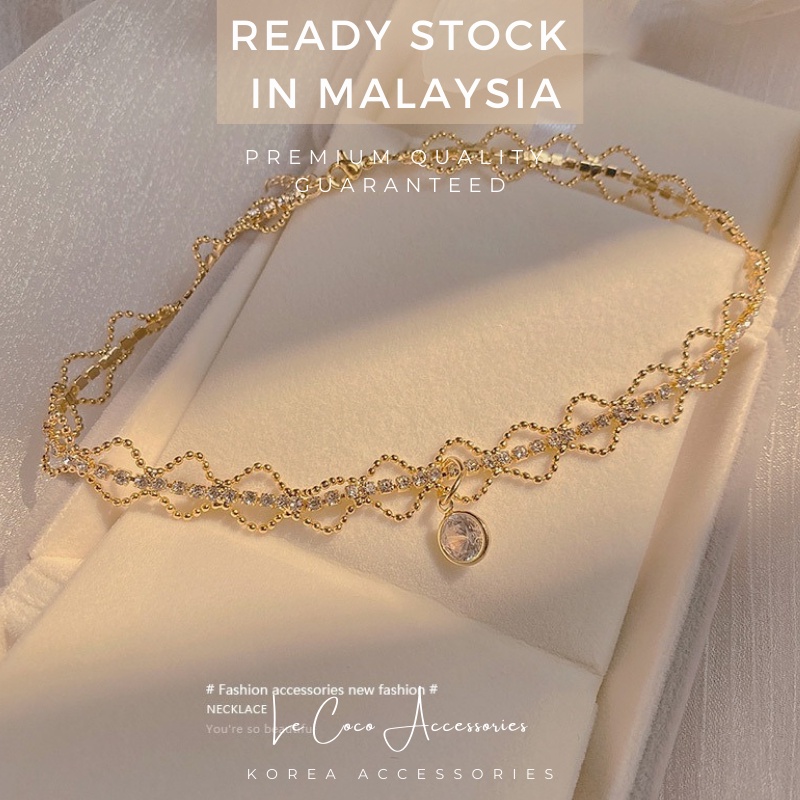 [lecoco.my] Helen Necklace Bohemian Retro Diamond Necklace rantai emas rantai diamond ready ...