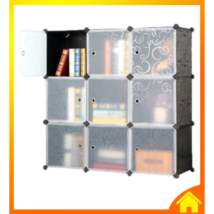 [OneHome] Cube Wardrobe Cabinet Black DIY Clothes Organiser Kiub Rak ...