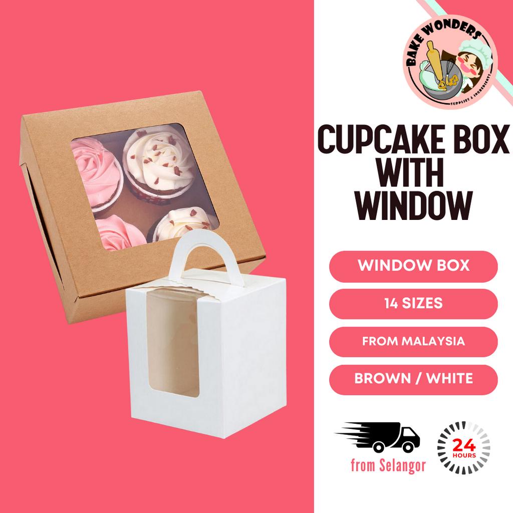 Cupcake Box/Cup Cake Box With Windows/Cavity Cupcake Box (White/Brown ...