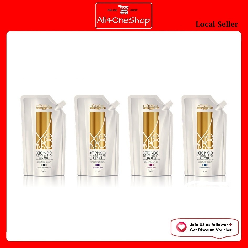 LOREAL X-TENSO OLEOSHAPE OIL TRIO REBONDING CREAM 400ML + NEUTRALIZING ...