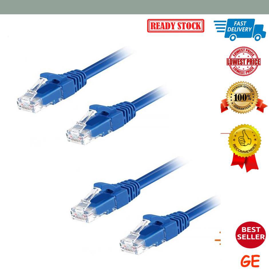 💥0.5M~15M CAT6💥 Solid Copper Lan Cable Gold Plated Connector Network ...