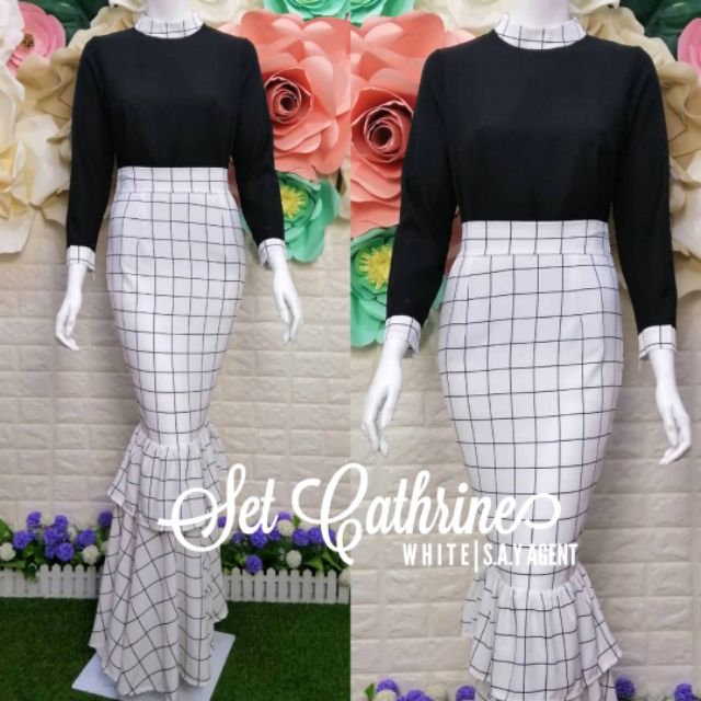 Catherine Set Blouse Skirt (S-L) | Shopee Malaysia