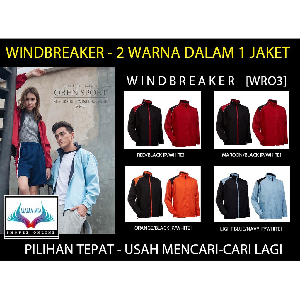 REVERSIBLE (2 side) Windbreaker Jaket Motor OREN SPORT - WR03 | Shopee ...