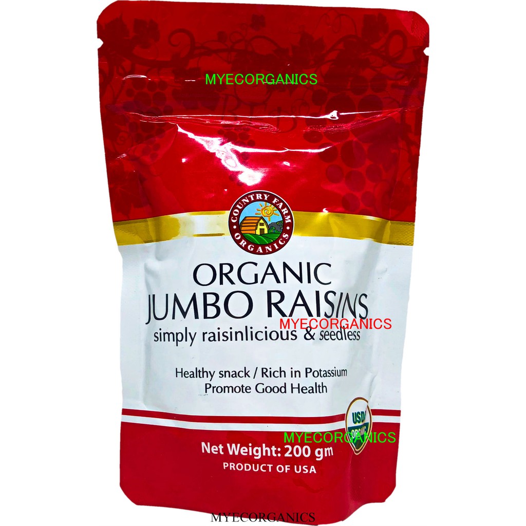Country Farm Organics Raisins Red Seedless Jumbo Size (200g) | Shopee ...