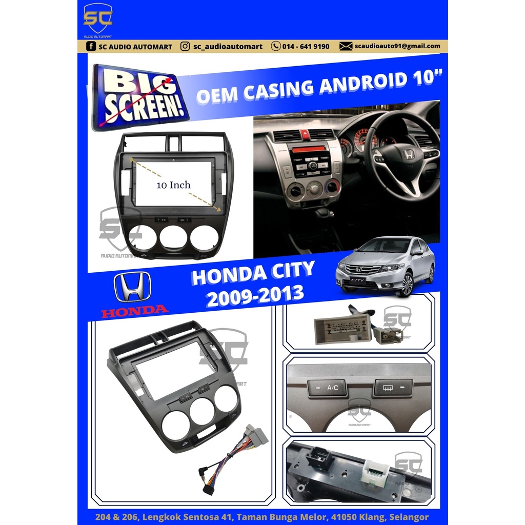 Android Player Casing 10" Honda City 2009-2013 (Silver) with Socket ...