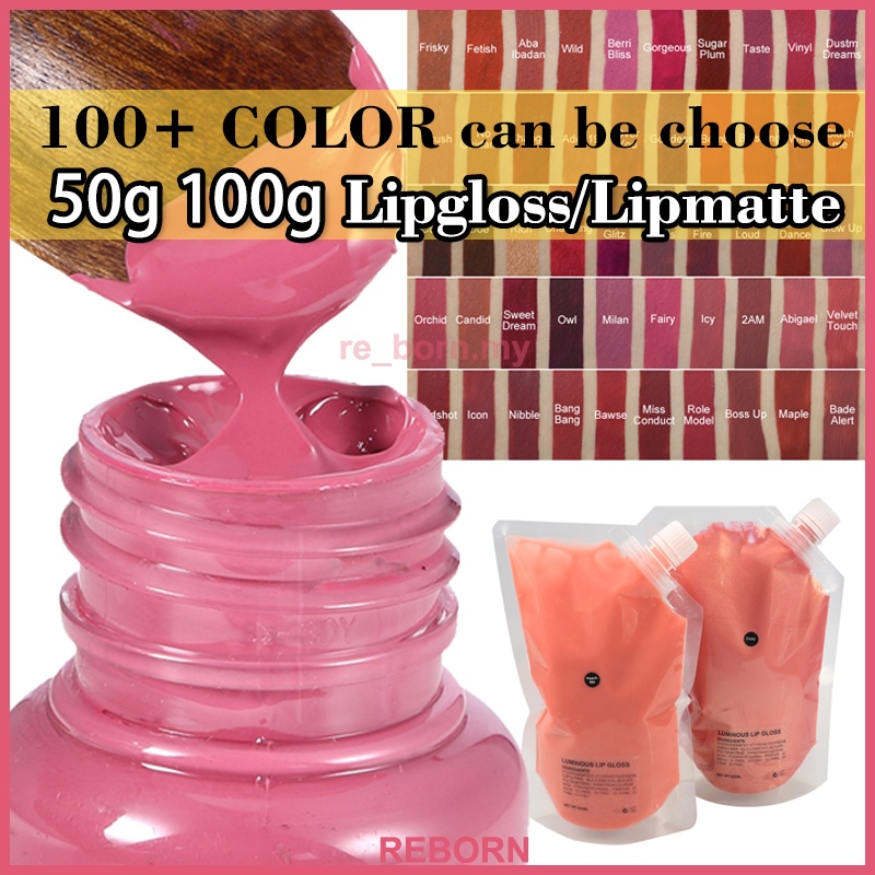 REBORN Lip Matte 50g 100g Lip Gloss100+ Colorcan Choose OEM Material Anti-water Lip Glaze ...